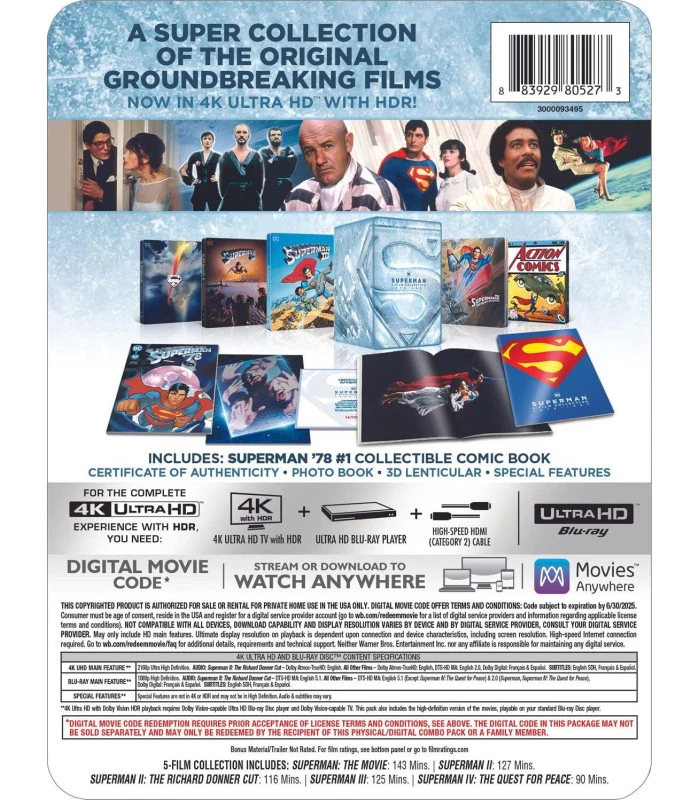 Superman I-IV Steelbook Collection (1978-2006) (5 4K UHD + 5 Blu-ray)