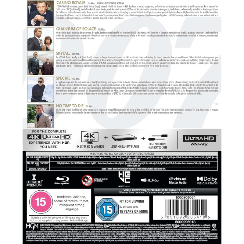 James Bond 007 - Daniel Craig 5-Film Collection (5 4K UHD + 5 Blu-ray)