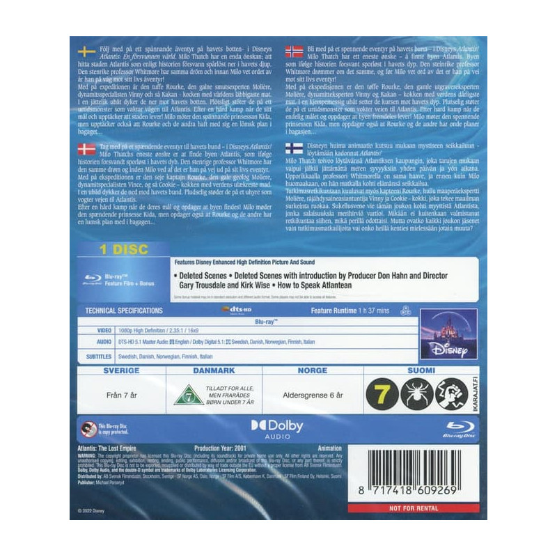 Atlantis: The Lost Empire (2001) Blu-ray